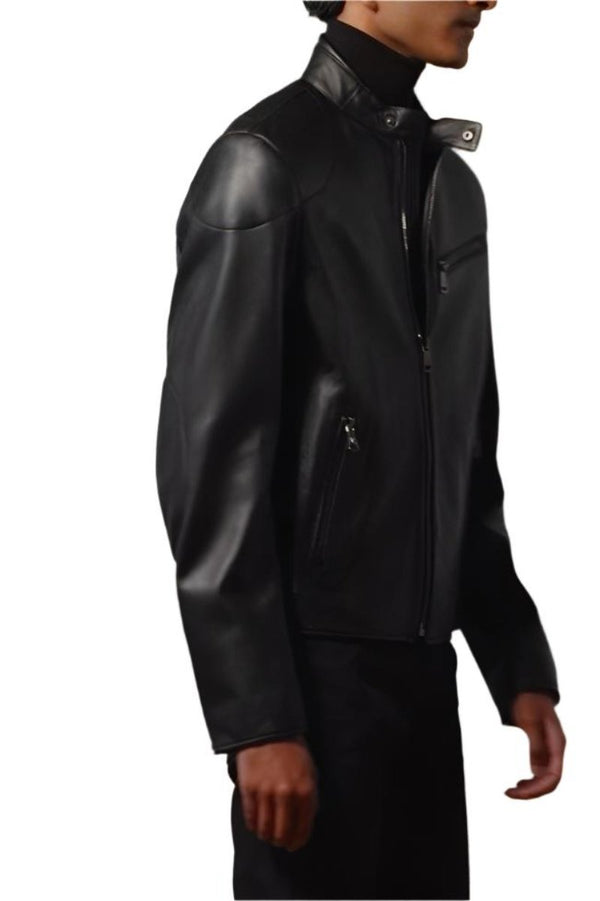 Sleek Black Sheepskin Jacket | Minimalist Elegance by ChersDelights ...