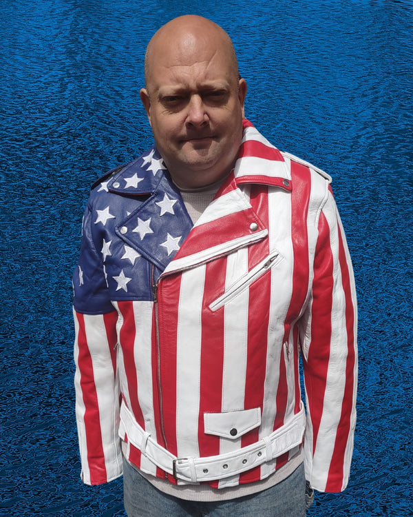 Symbolic USA Flag Leater Jacket |Unrivaled Patriotic Style - Handmade ...