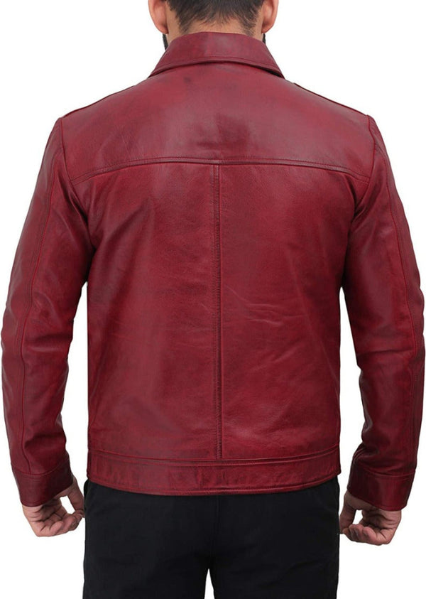 Embrace Sophisticated Style: Maroon Color Leather Jacket - For Men ...