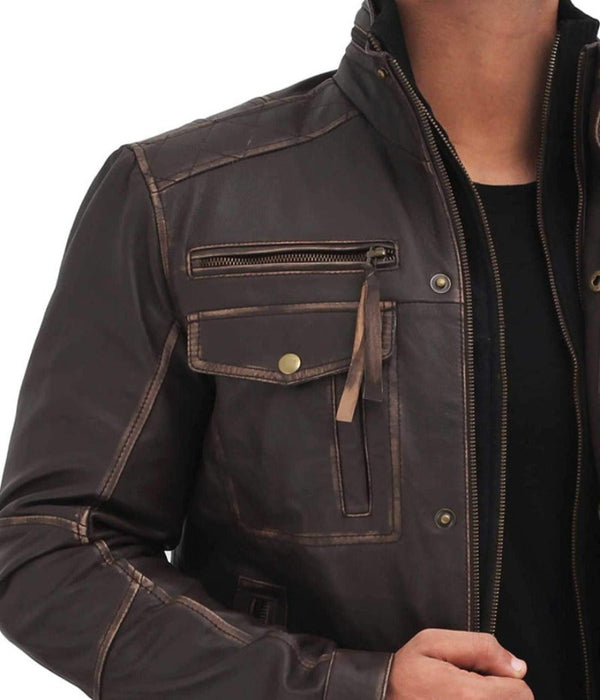 Rustic Distressed Brown Leather Jacket | Artisan-Crafted Style ...