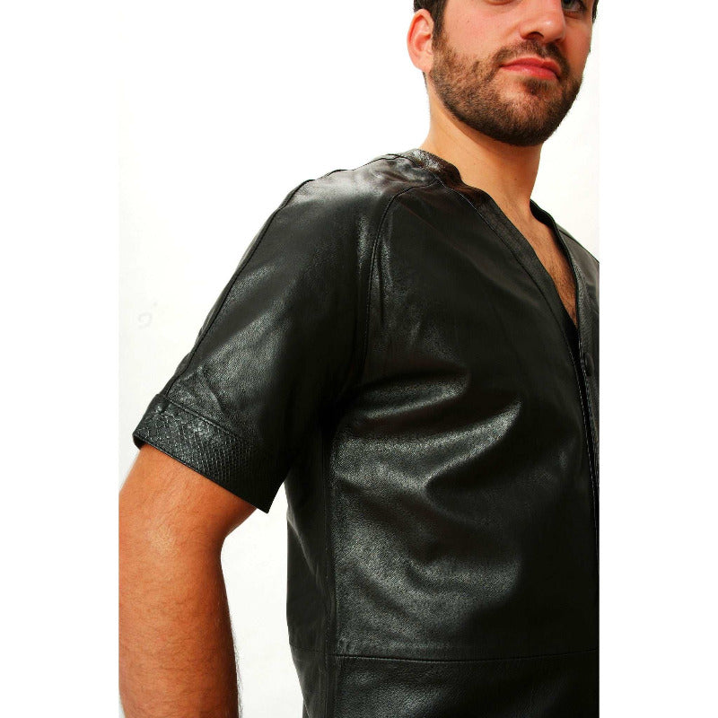 Snakeskin Baseball Jersey - Sheepskin Leather with Embossed Accents ...